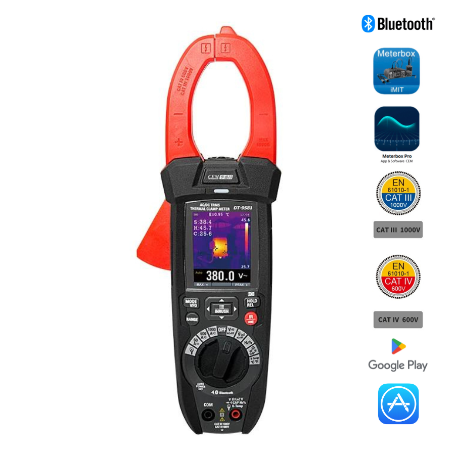 Tenaza Amperimétrica Multitester CEM DT-9581 con Cámara Termográfica I ...